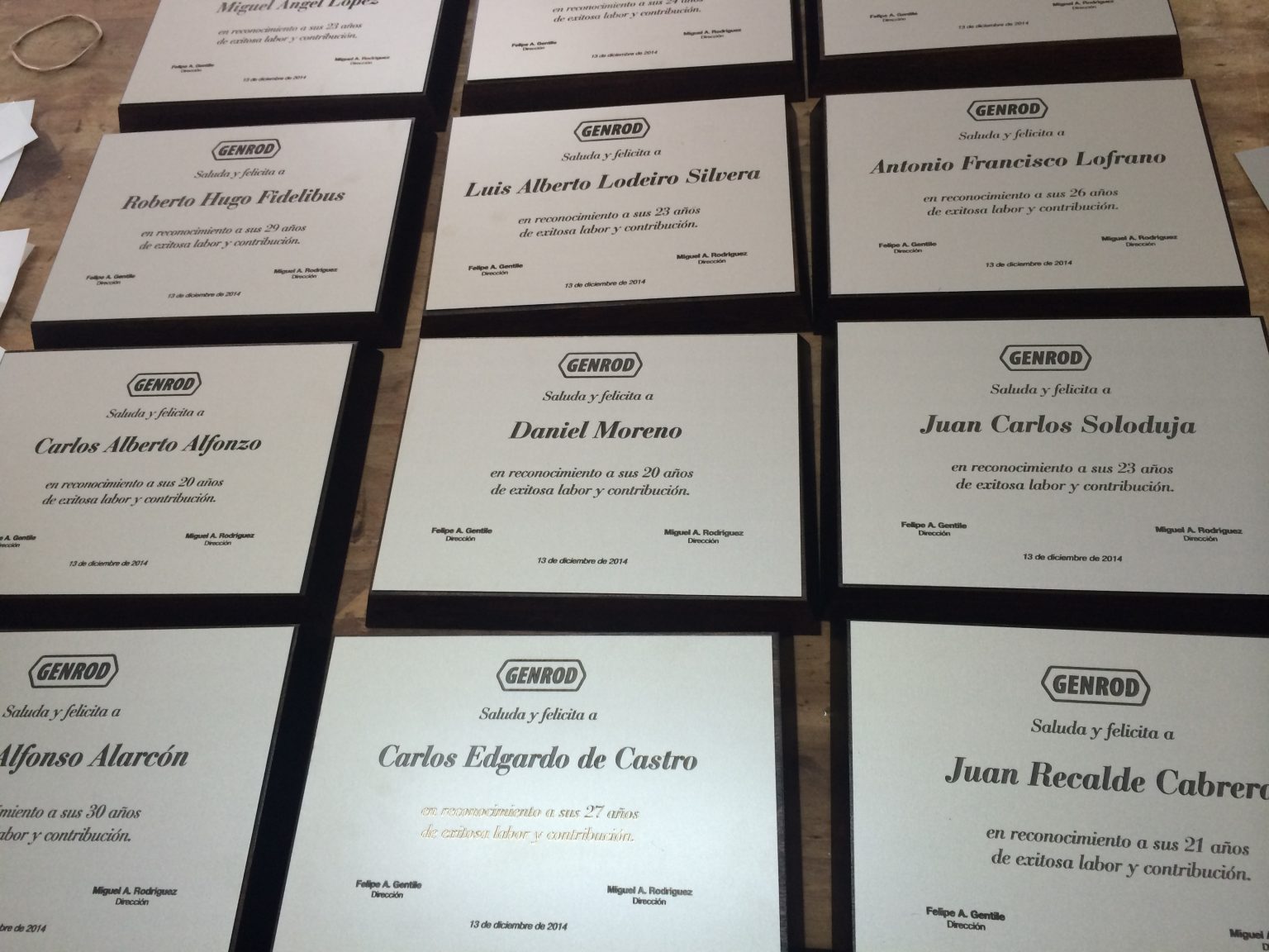 Placa Aluminio Oro o Plata Base de Madera con Letras Negras o Color - Medallas Ibarra